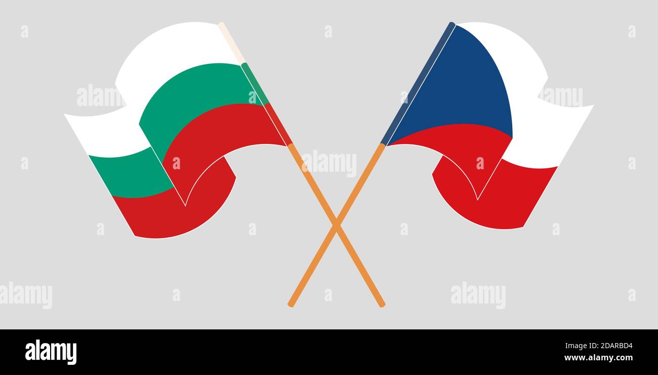 Crossed and waving flags of Bulgaria and Czech Republic. Vector ...