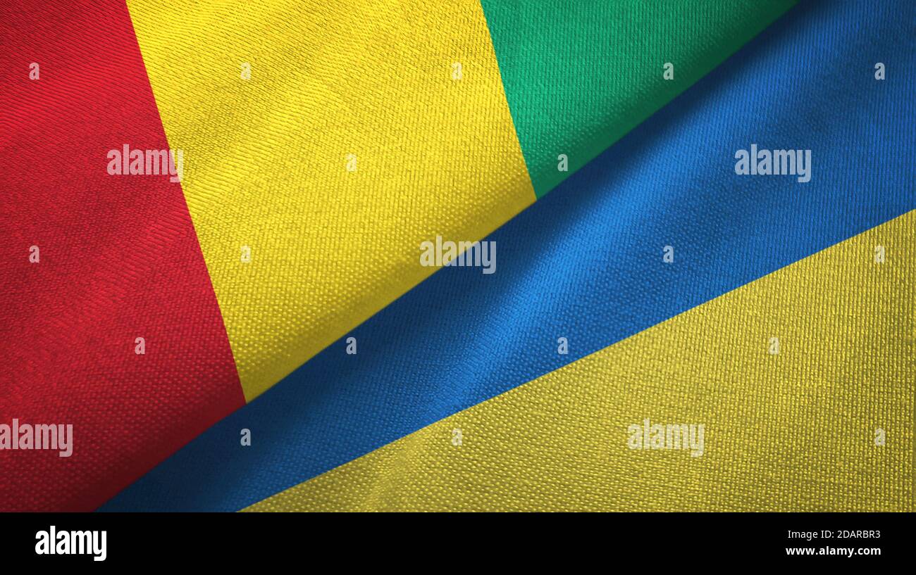 Guinea and Ukraine two flags textile cloth, fabric texture Stock Photo ...