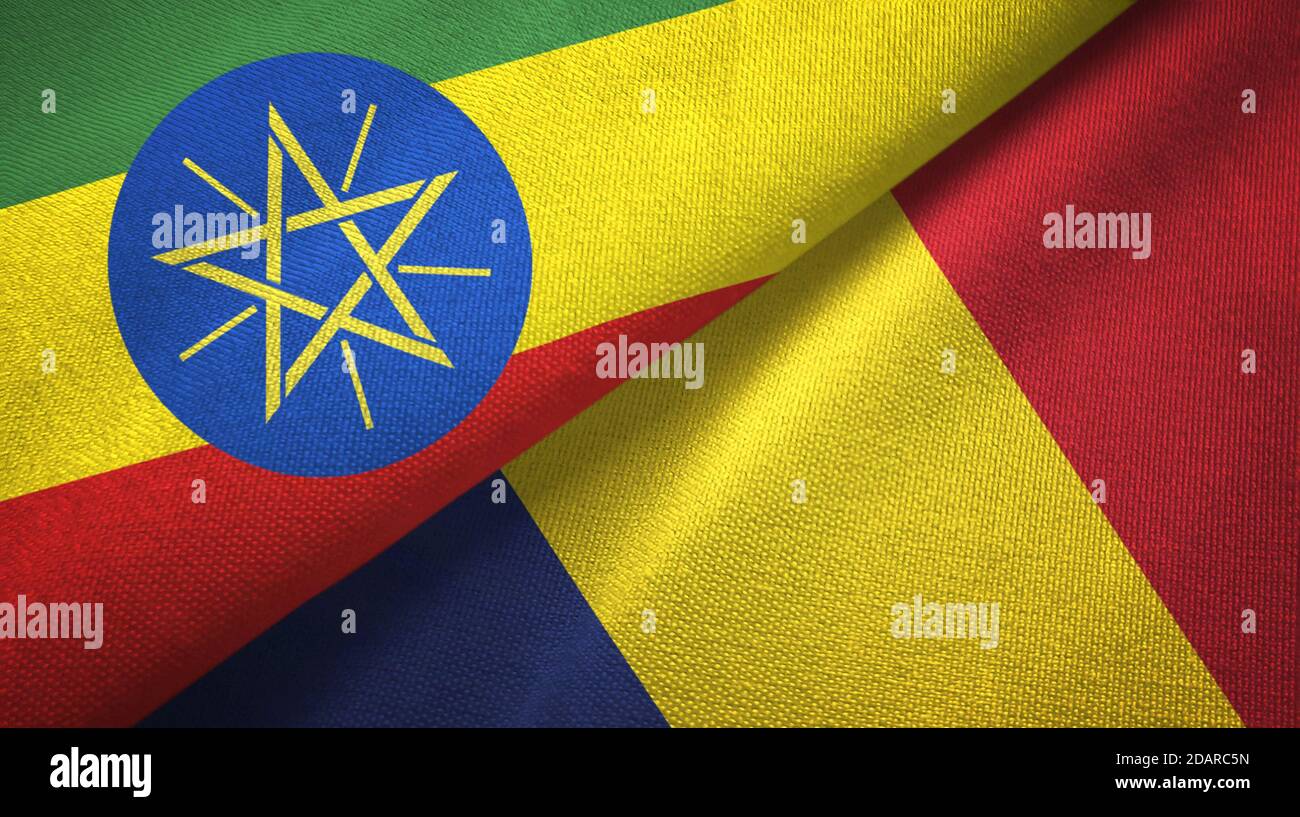 Ethiopia and Chad two flags textile cloth, fabric texture Stock Photo ...