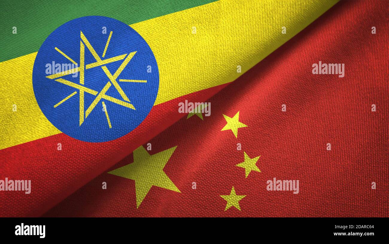 Ethiopia and China two flags textile cloth, fabric texture Stock Photo ...