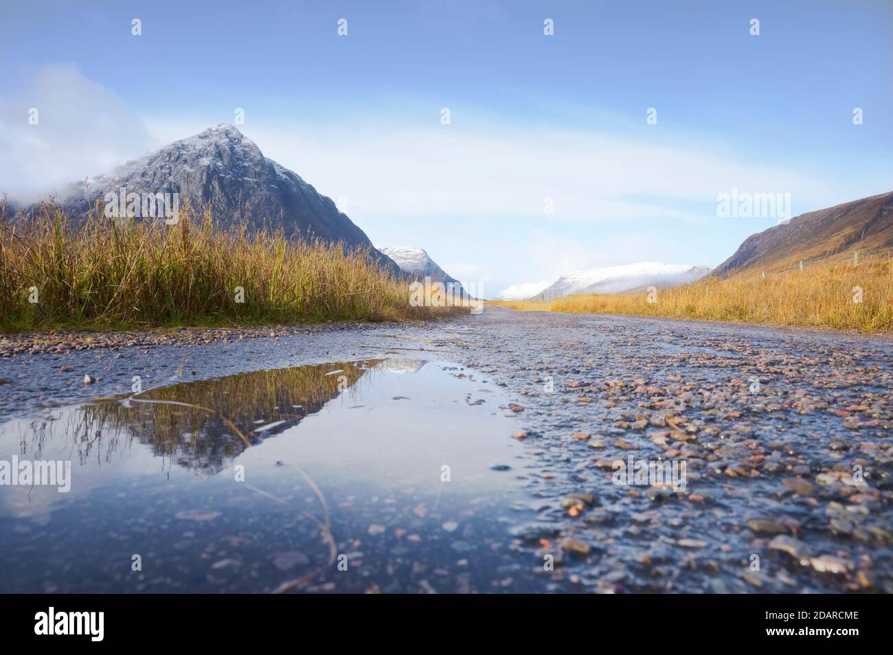 West Highland Way walk path and Buachaille Etive Mor Scotland Stock ...