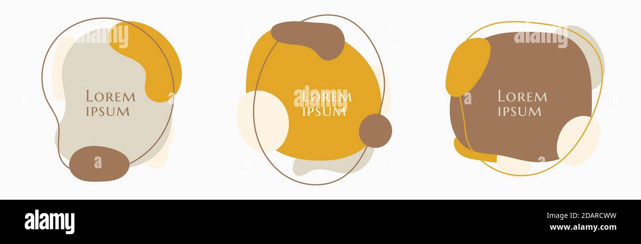 Set of abstract organic shape line in minimal trendy style with space ...