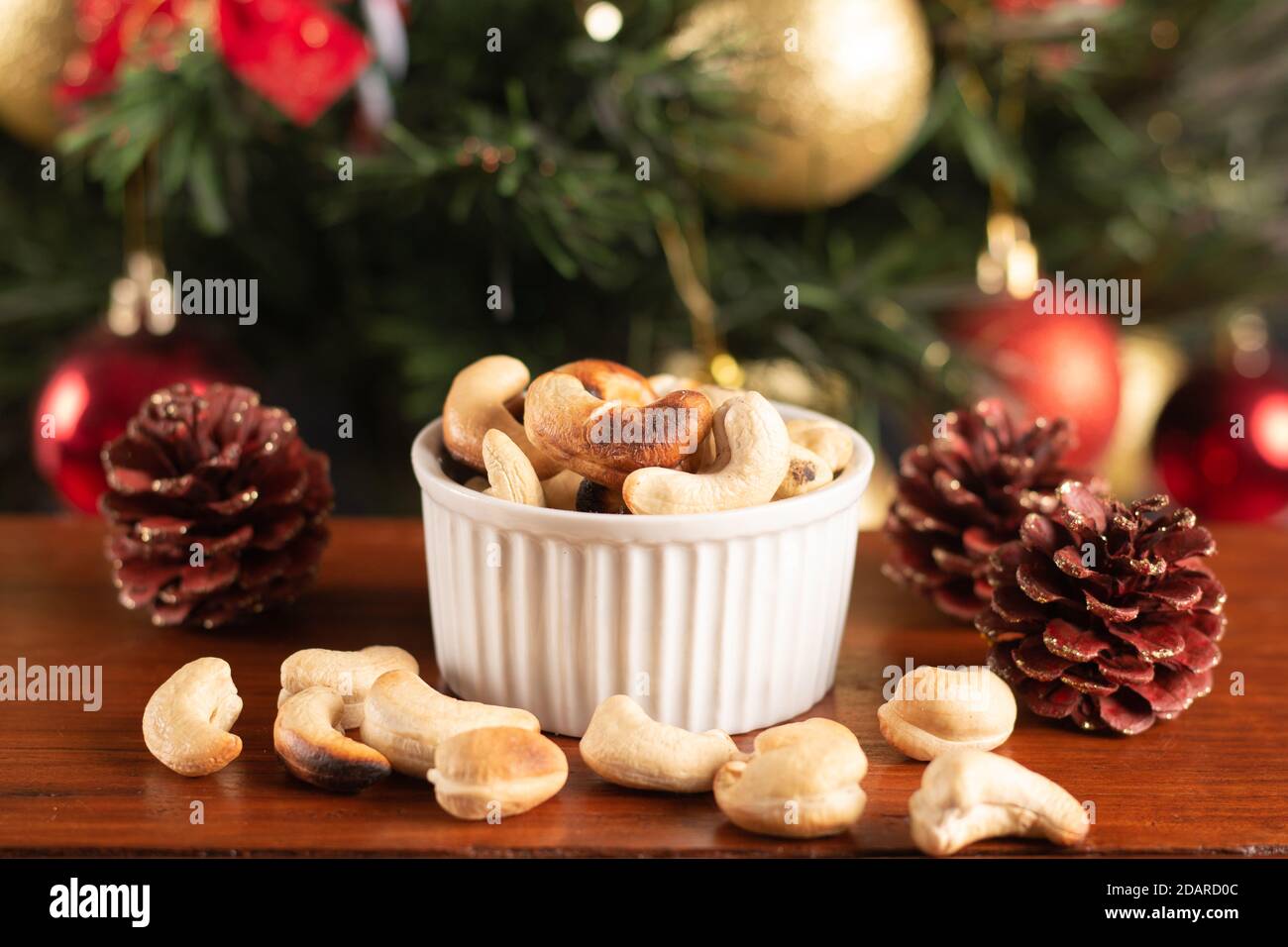 Cashew nut traditional Christmas food. Christmas Party Decoration Stock ...