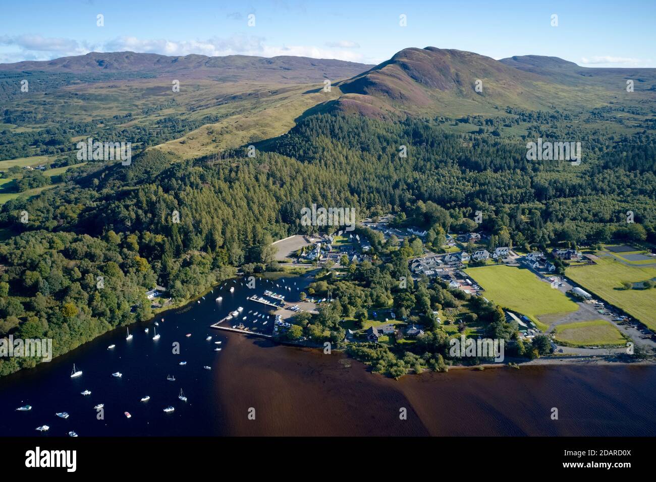 Aerial view of Balmaha Scottish village at Loch Lomond Stock Photo - Alamy