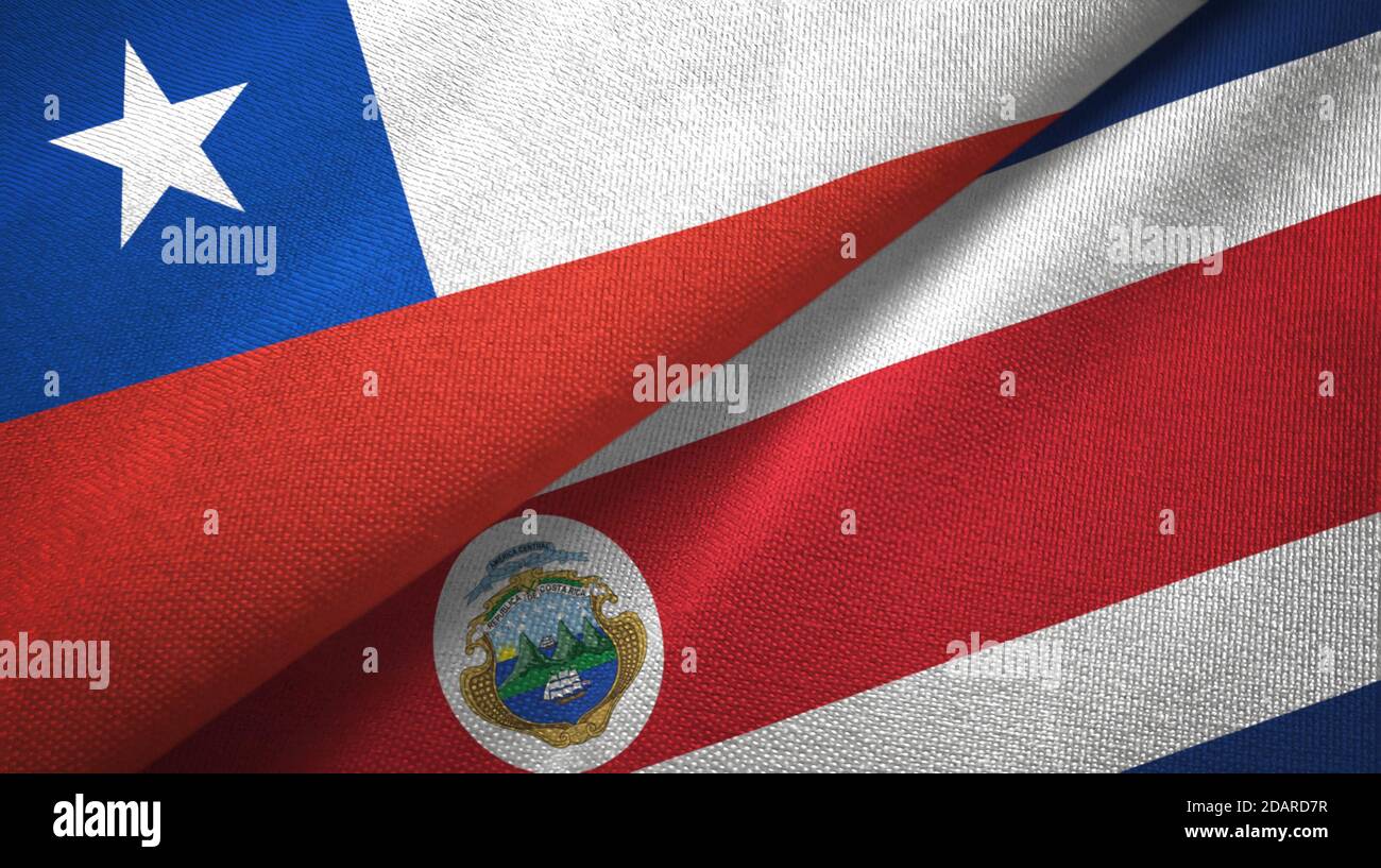 Chile and Costa Rica two flags textile cloth, fabric texture Stock ...
