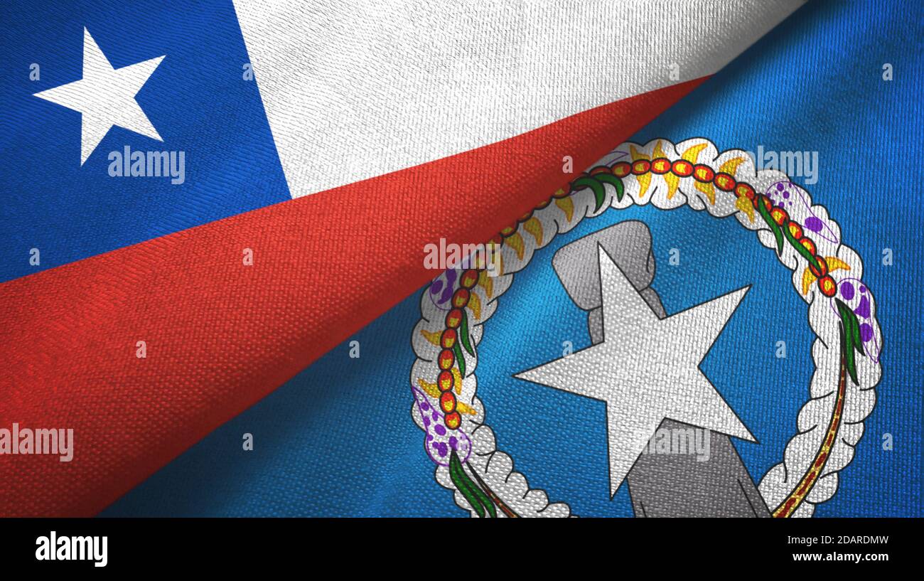Chile and Northern Mariana Islands two flags textile cloth, fabric ...