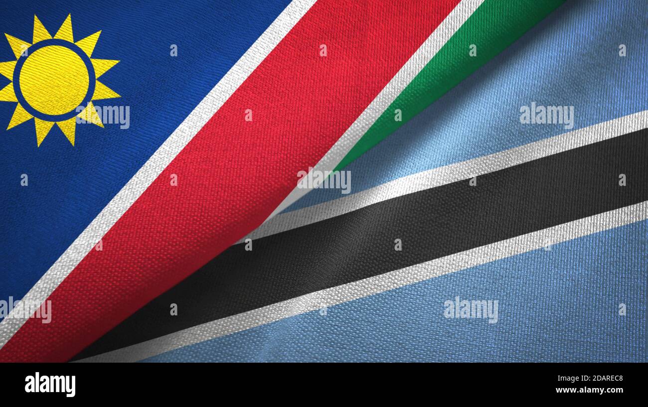 Namibia and Botswana two flags textile cloth, fabric texture Stock ...