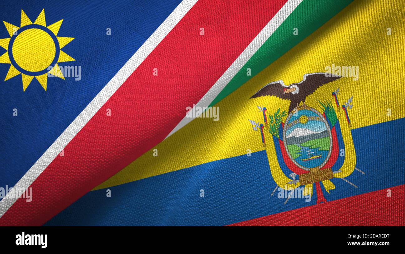 Namibia and Ecuador two flags textile cloth, fabric texture Stock Photo ...