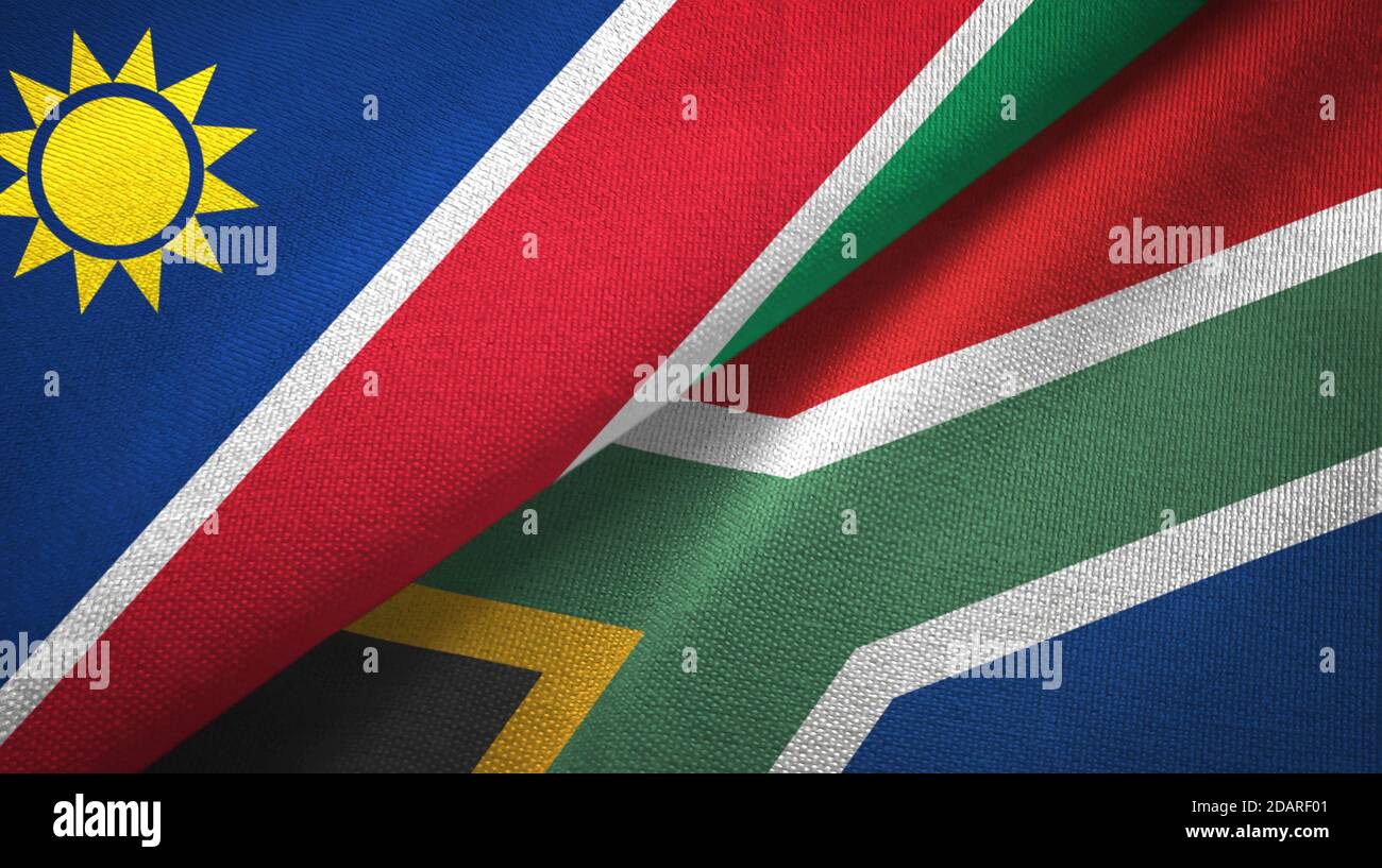 Namibia and South Africa two flags textile cloth, fabric texture Stock ...