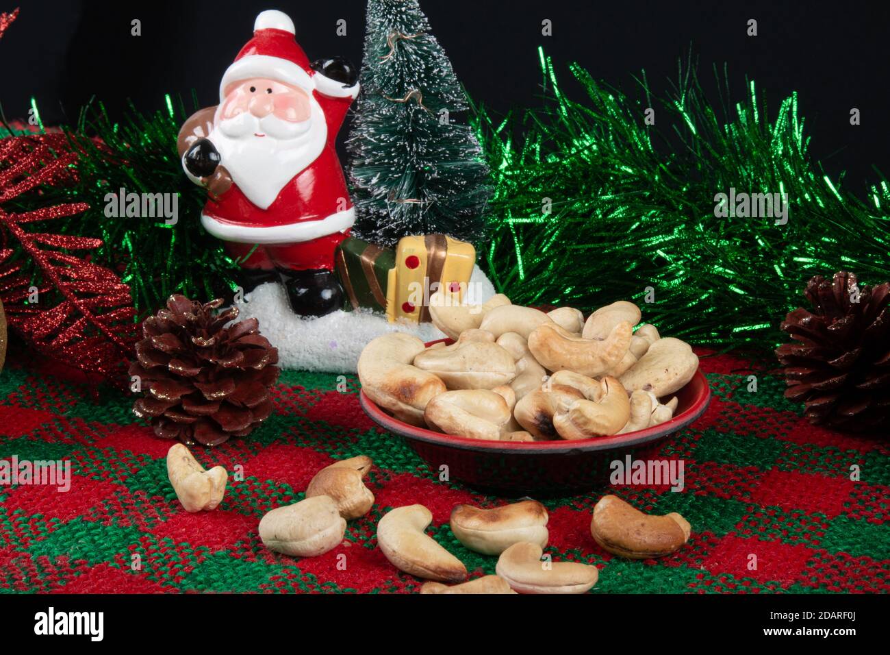 Cashew nut traditional Christmas food. Christmas Party Decoration Stock ...
