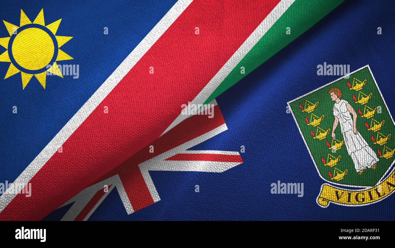 Namibia and Virgin Islands British two flags textile cloth, fabric ...