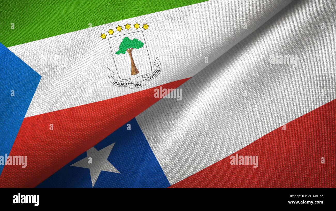 Equatorial Guinea and Chile two flags textile cloth, fabric texture ...