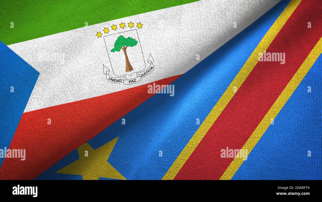 Equatorial Guinea and Congo Democratic Republic two flags textile cloth ...