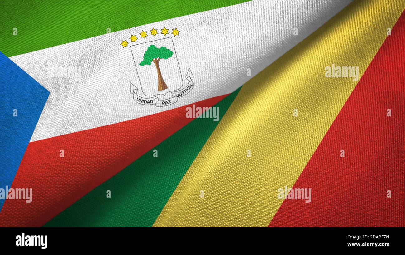 Equatorial Guinea and Congo two flags textile cloth, fabric texture ...