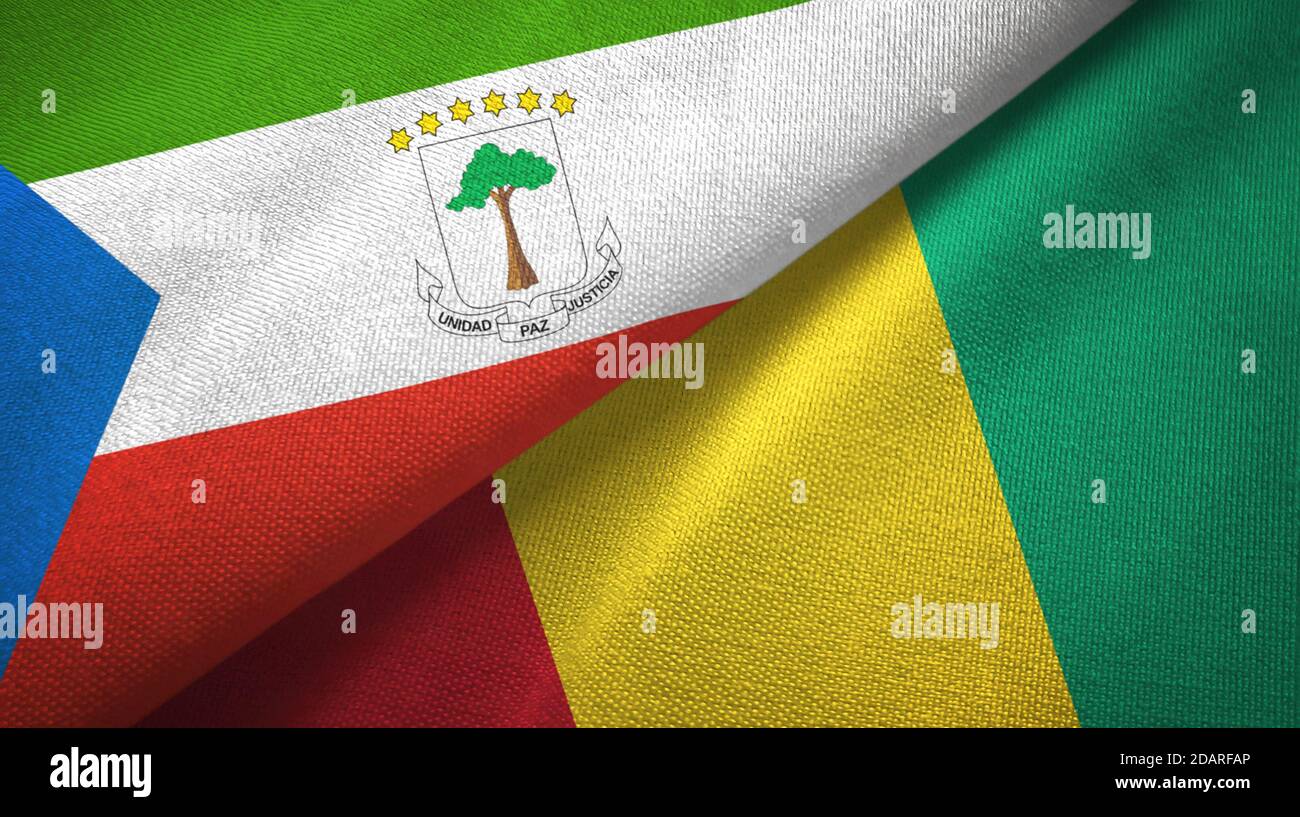 Equatorial Guinea and Guinea two flags textile cloth, fabric texture ...