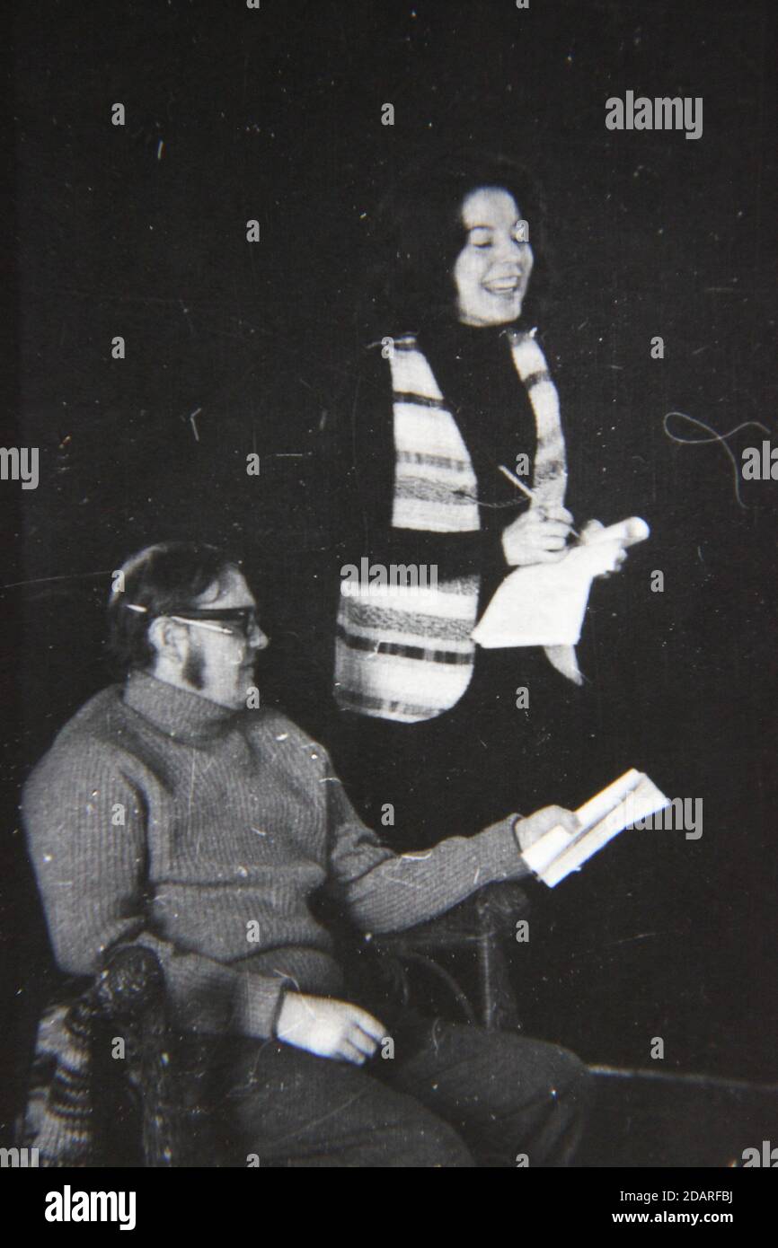 Fine 1970s vintage black and white photography of actors rehearsing a ...