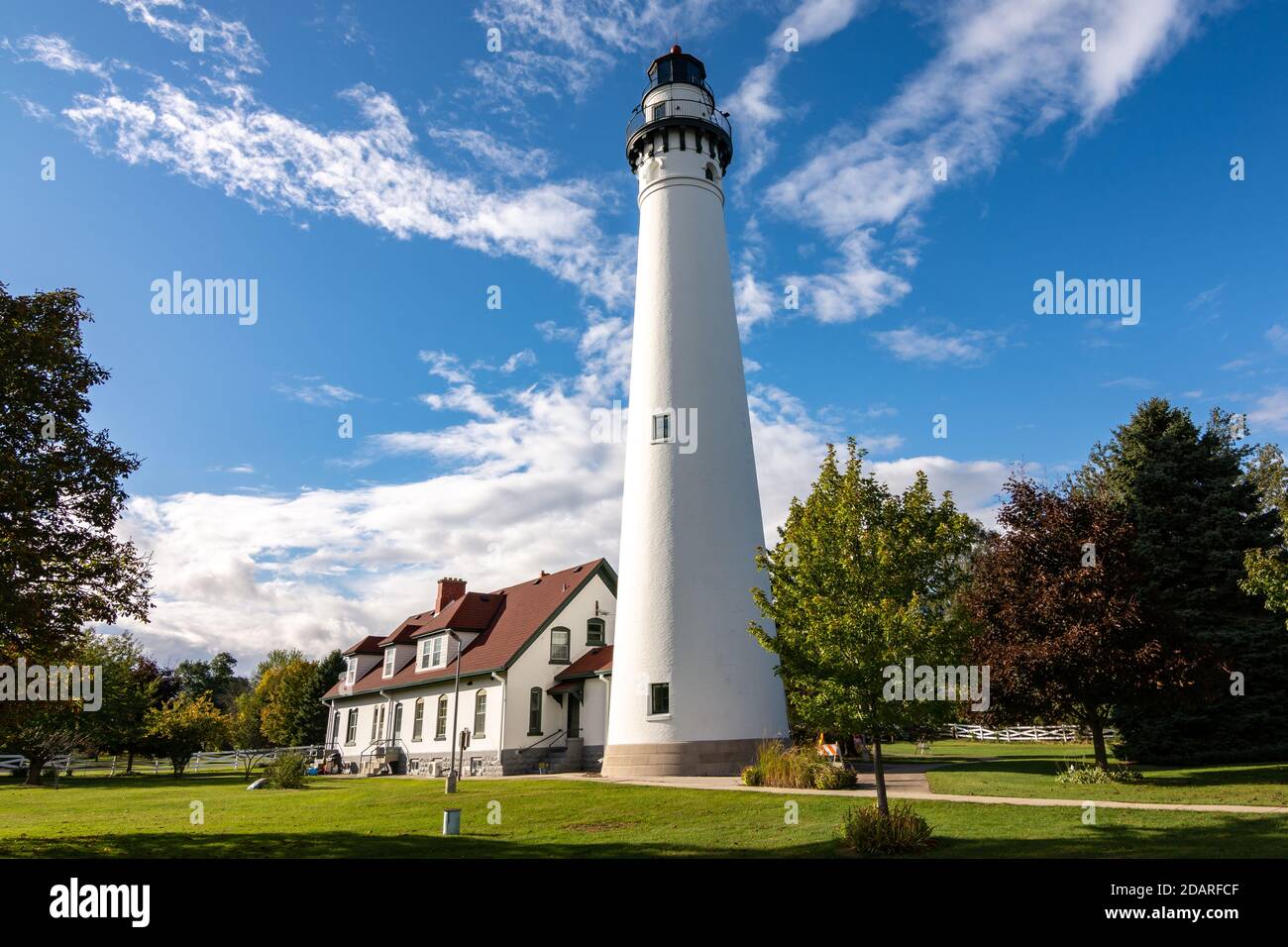 Wind Point lighthouse in the afternoon sun. Racine, Wisconsin, USA ...