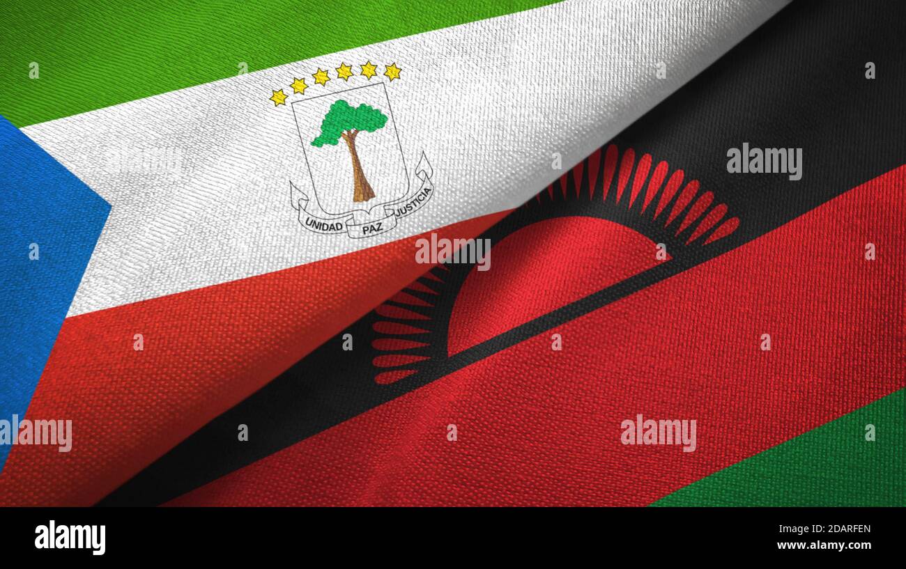 Equatorial Guinea and Malawi two flags textile cloth, fabric texture ...