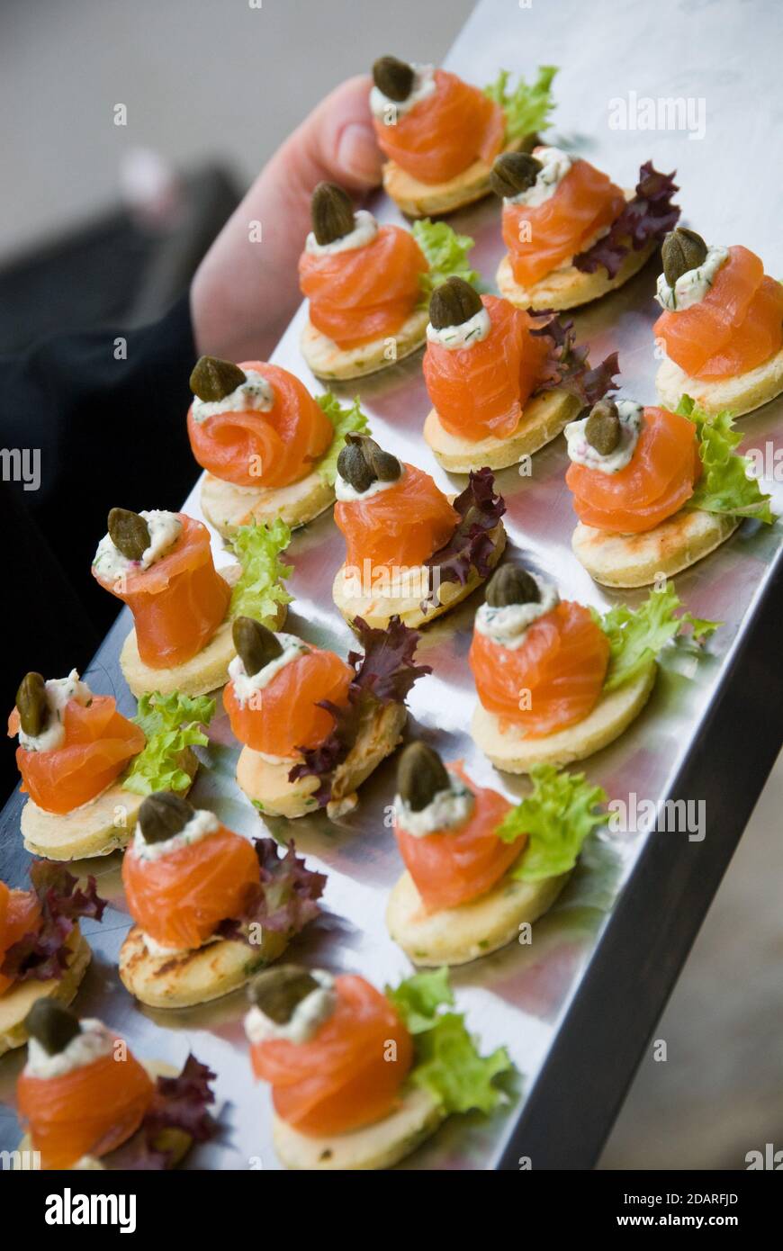 Smoked salmon canapés Stock Photo - Alamy