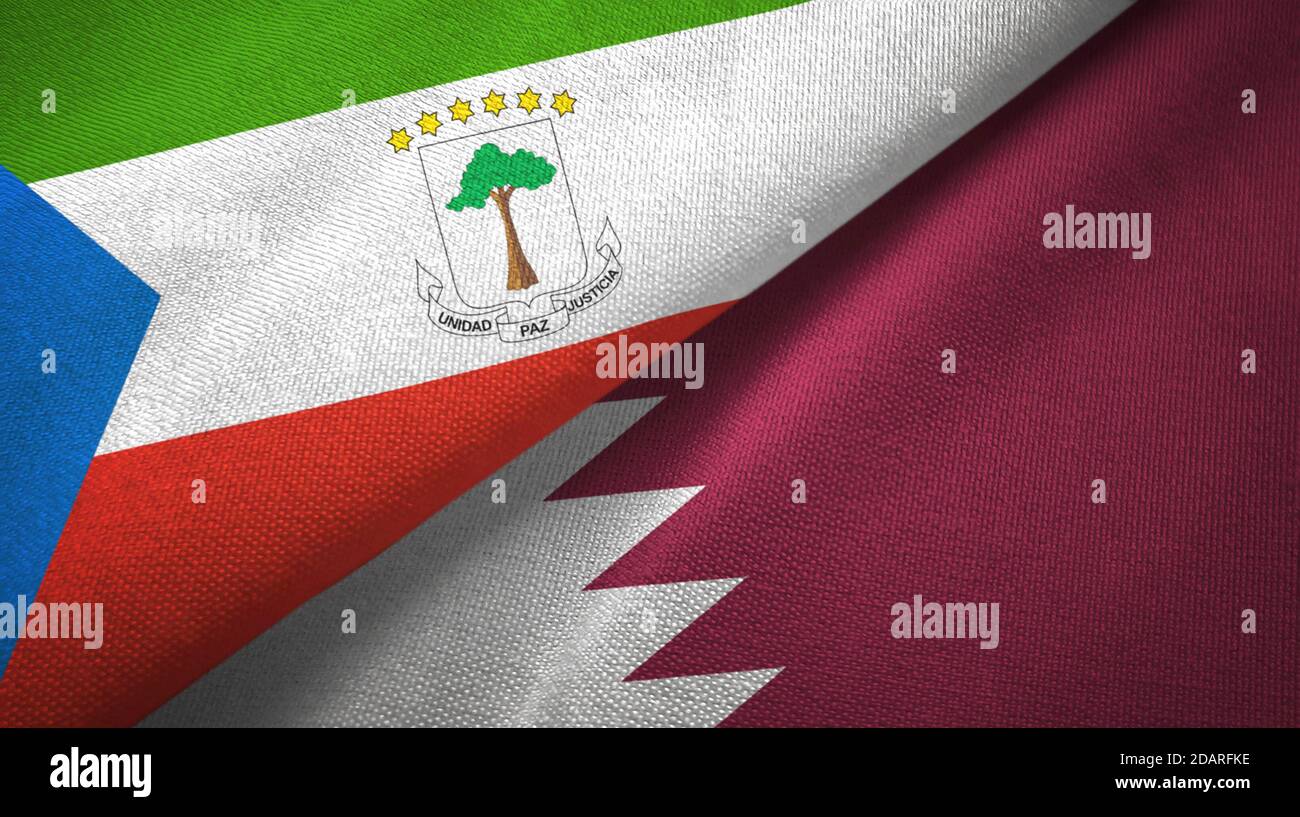 Equatorial Guinea and Qatar two flags textile cloth, fabric texture ...