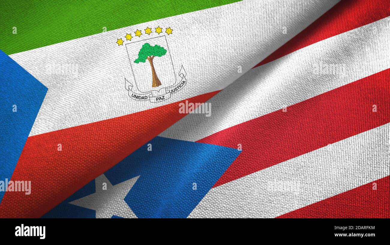 Equatorial Guinea and Puerto Rico two flags textile cloth, fabric ...