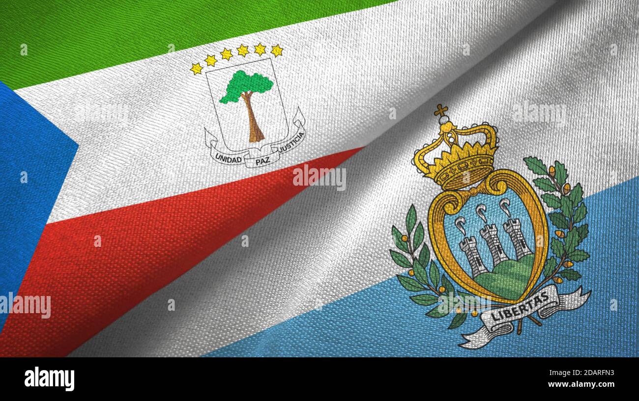 Equatorial Guinea and San Marino two flags textile cloth, fabric ...