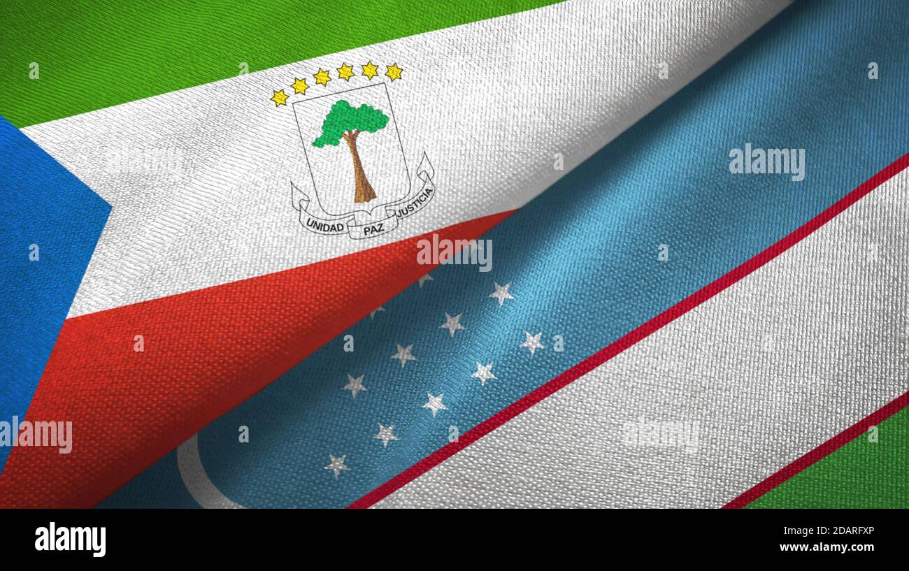 Equatorial Guinea and Uzbekistan two flags textile cloth, fabric ...