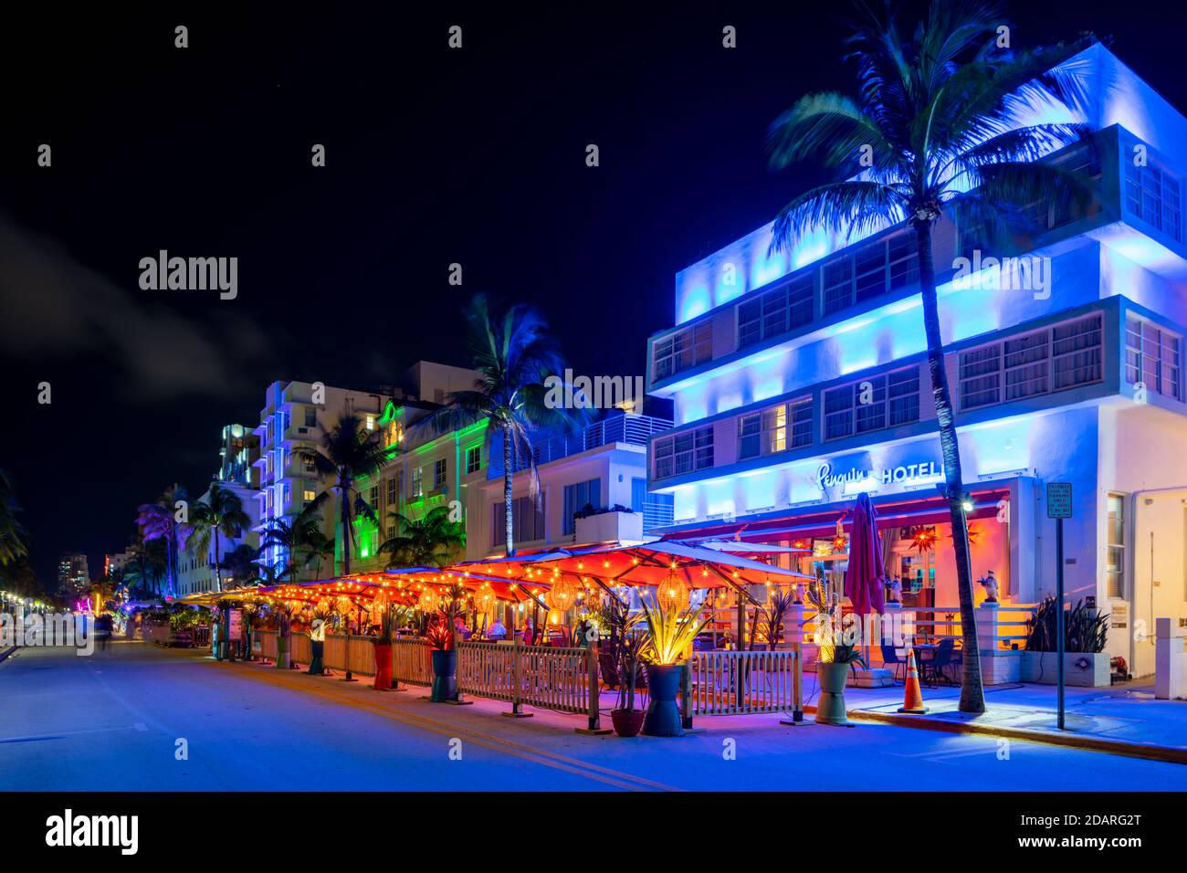 MIAMI BEACH, FL, USA - NOVEMBER 13, 2020: Neon lights as Miami Beach ...