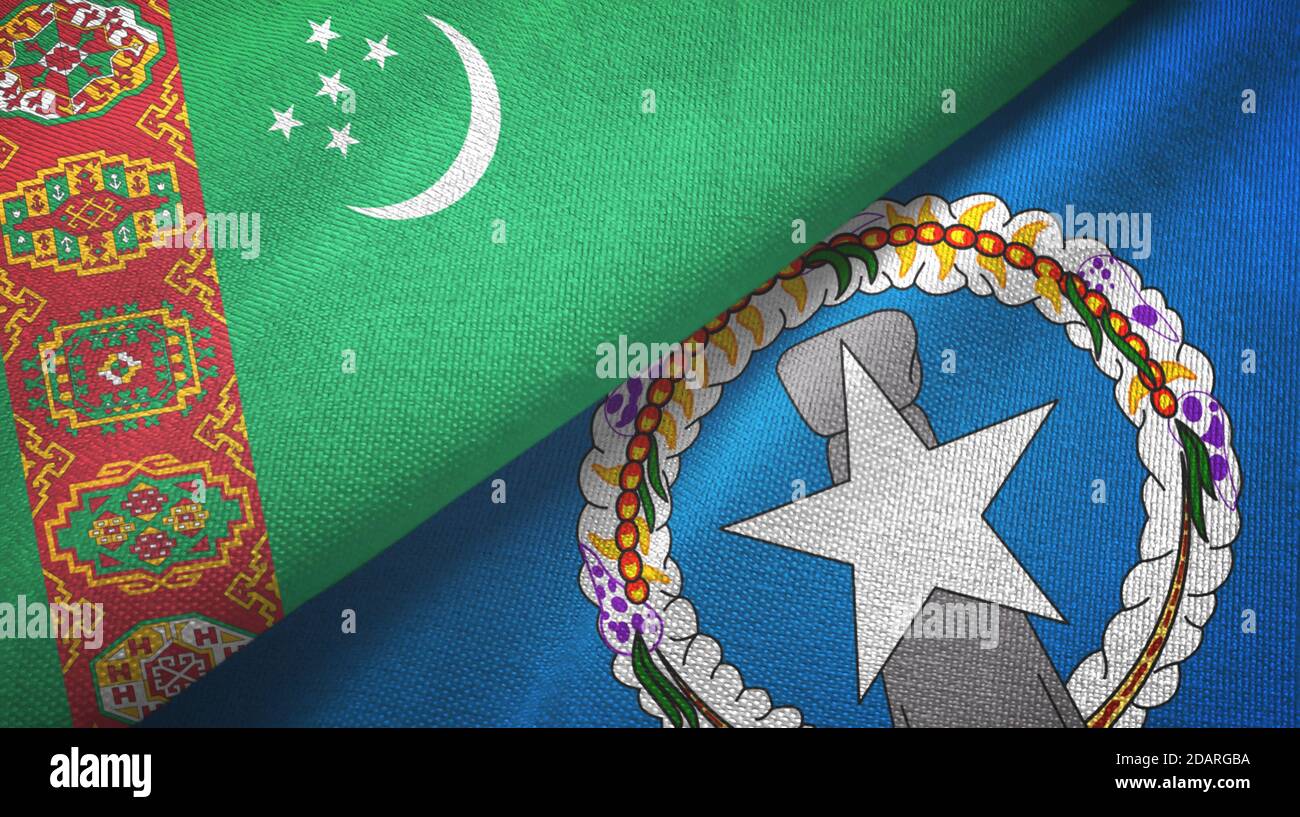 Turkmenistan and Northern Mariana Islands two flags textile cloth Stock ...