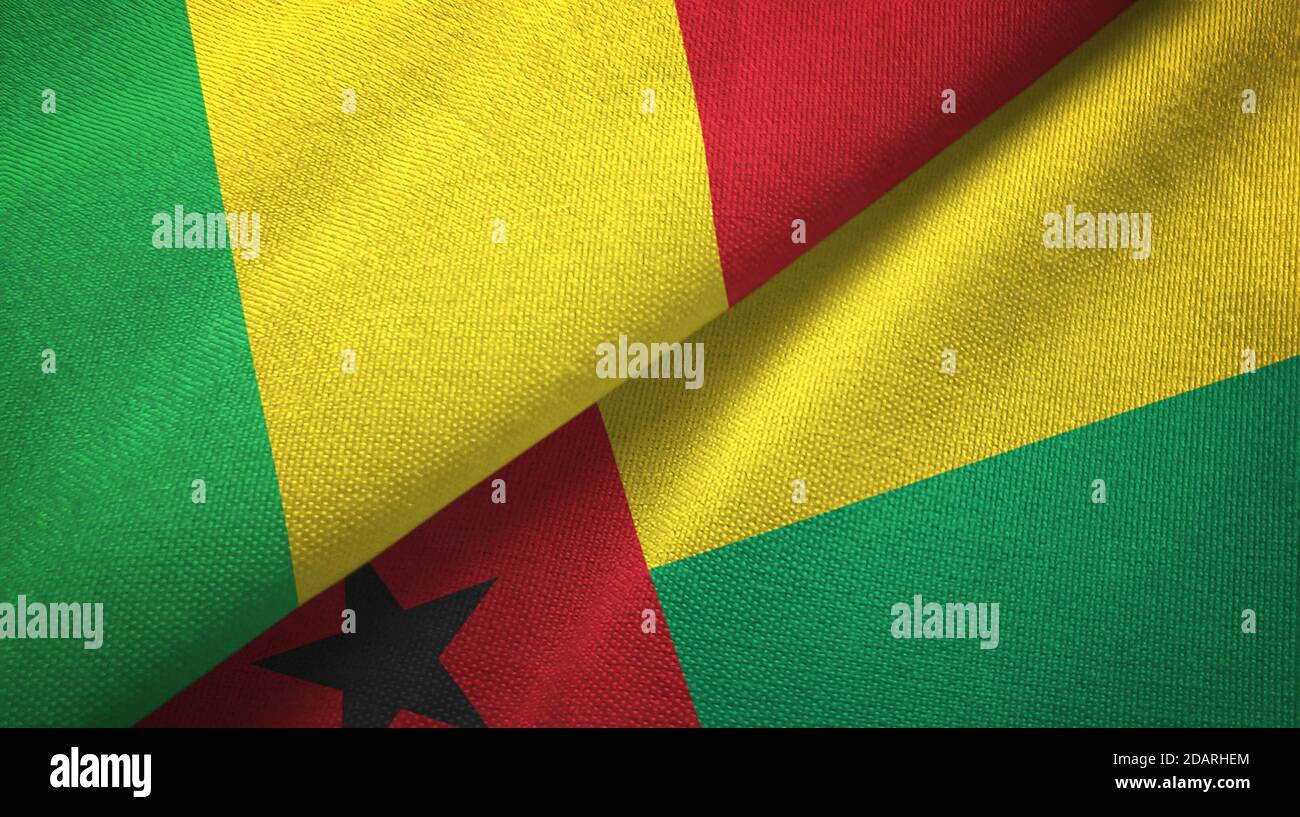 Mali and Guinea-Bissau two flags textile cloth, fabric texture Stock ...