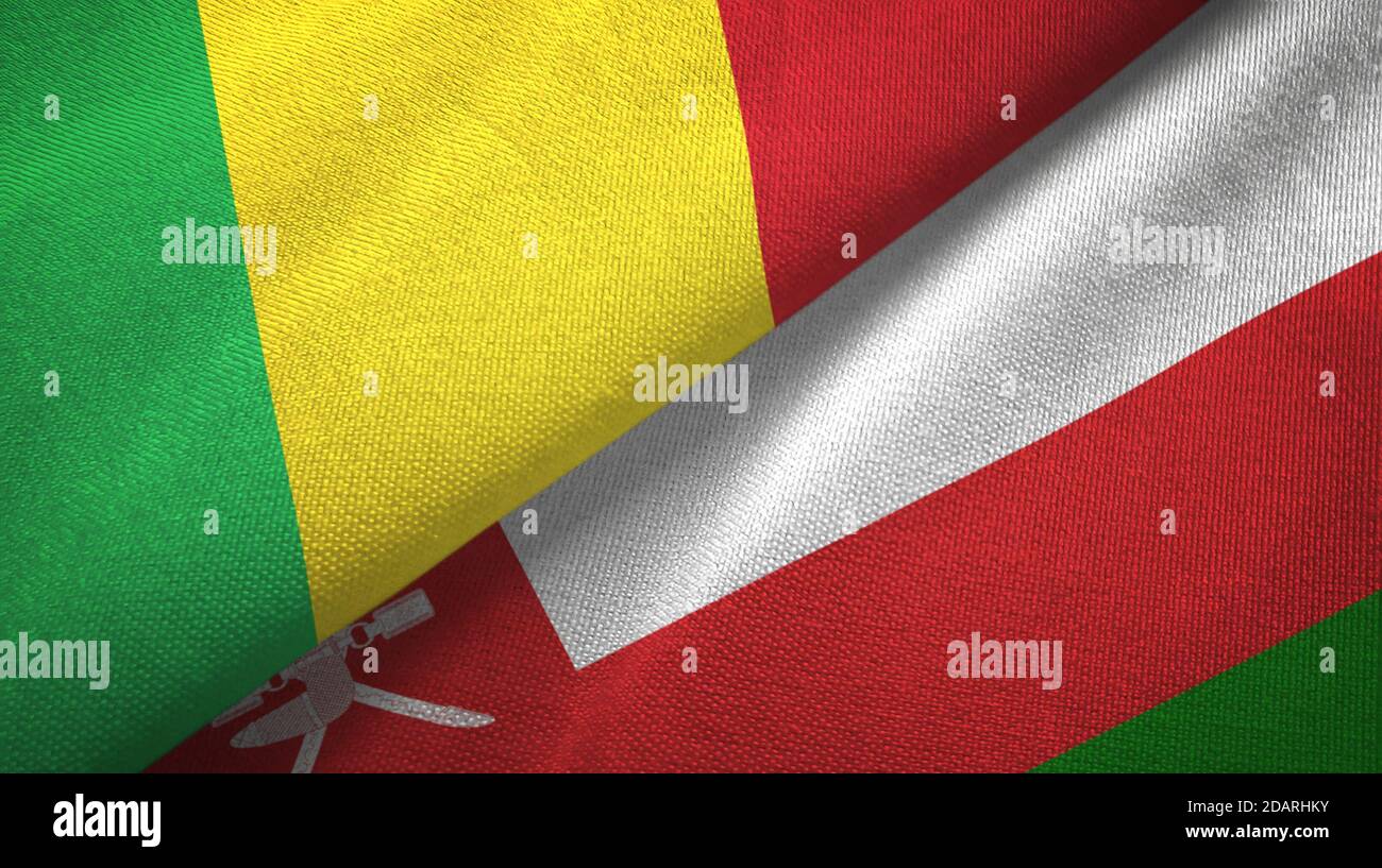 Mali and Oman two flags textile cloth, fabric texture Stock Photo - Alamy