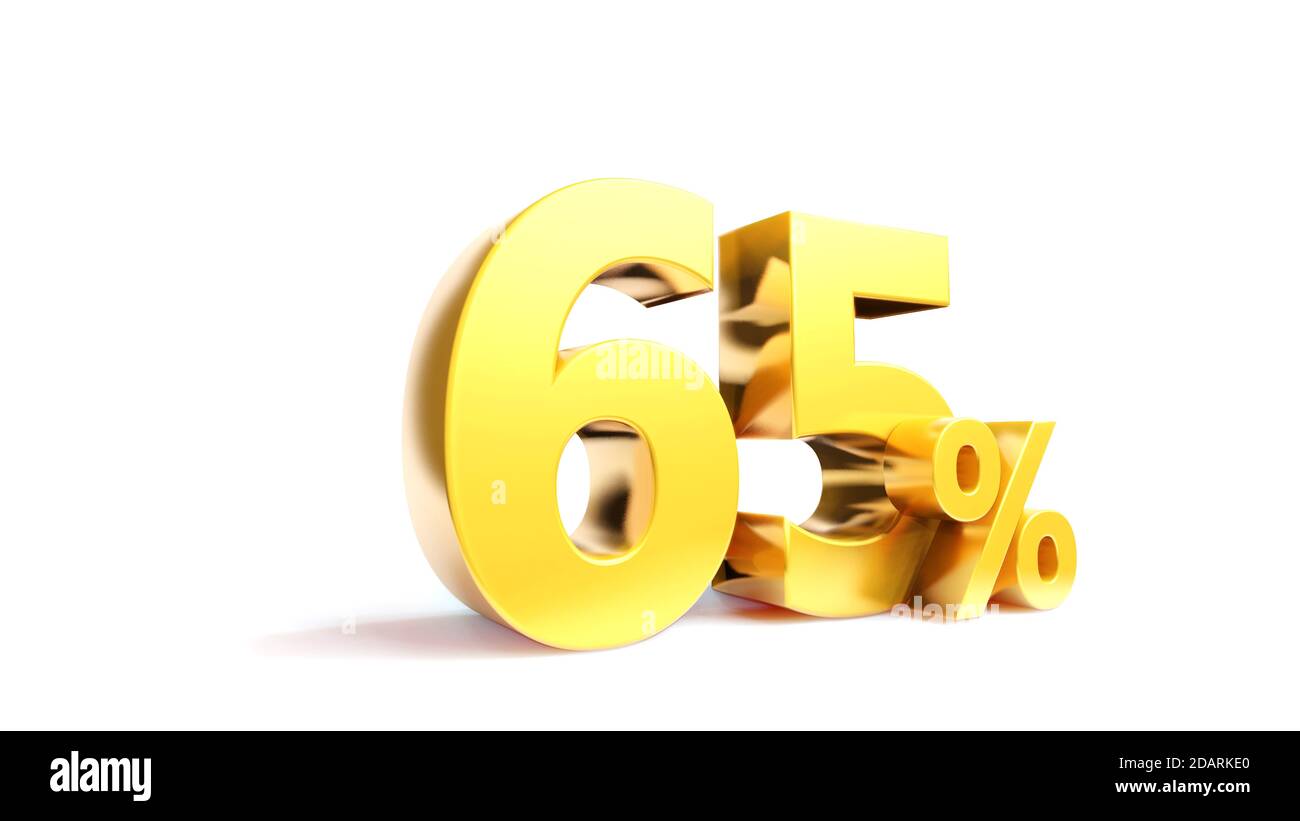 65% Golden symbol , 3D render Stock Photo - Alamy