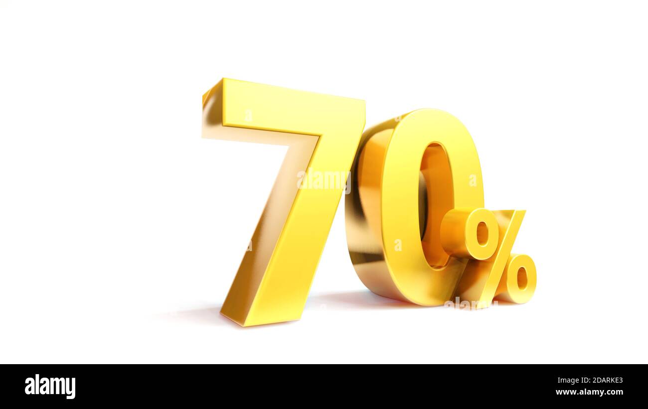 70% Golden symbol , 3D render Stock Photo - Alamy