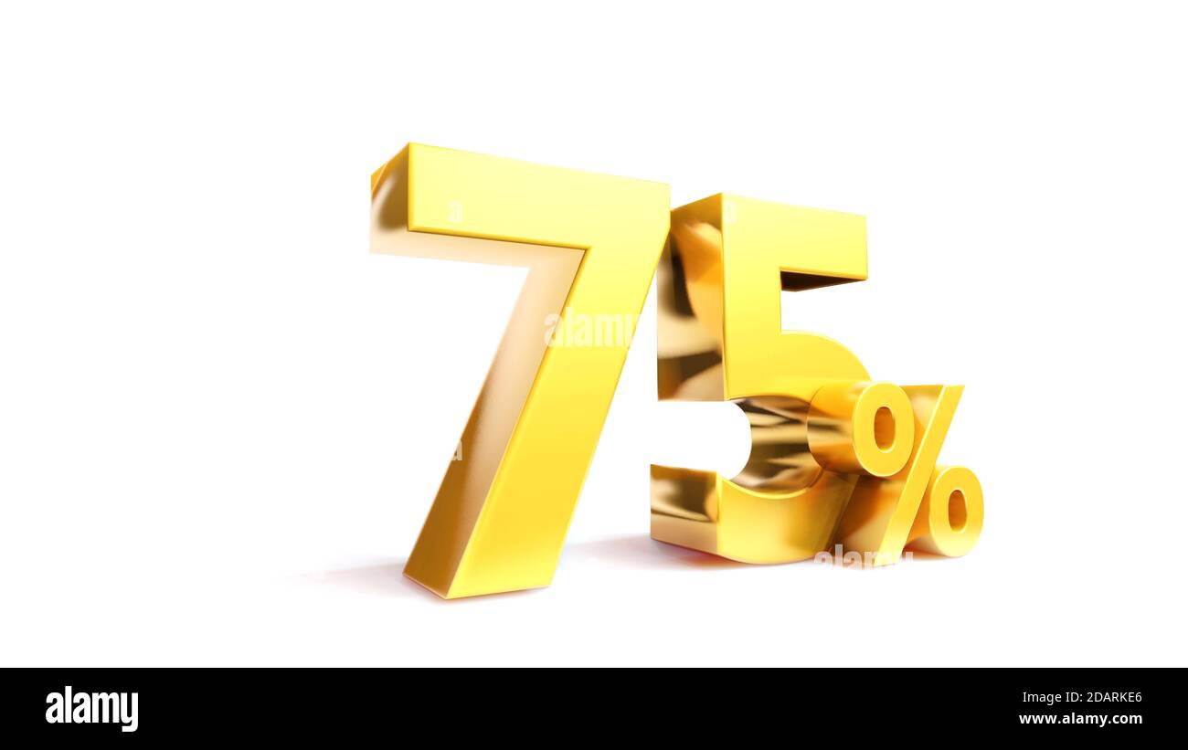 75% Golden symbol , 3D render Stock Photo - Alamy