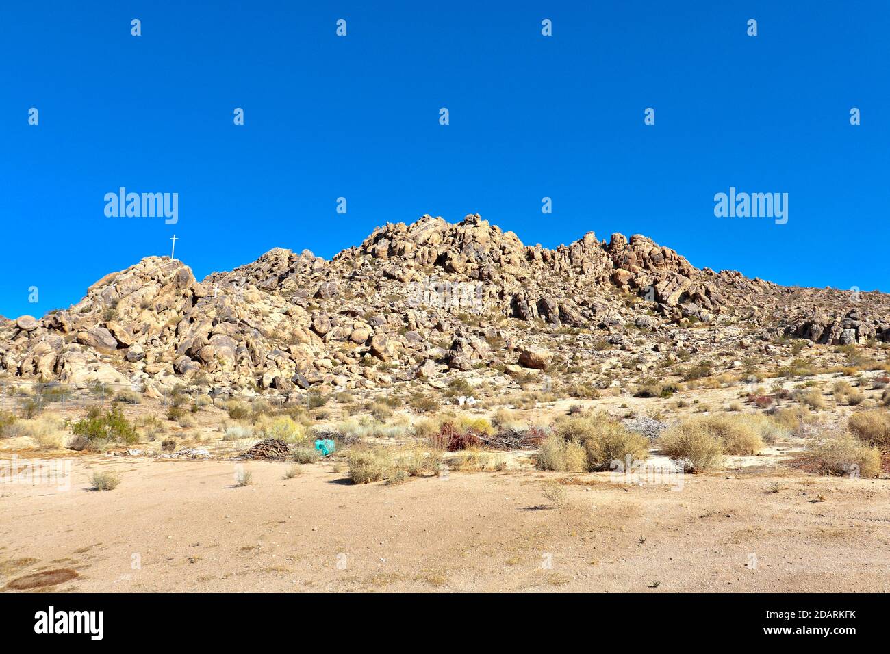 Religious White Cross on Rocky Mountain in the Desert Stock Photo - Alamy
