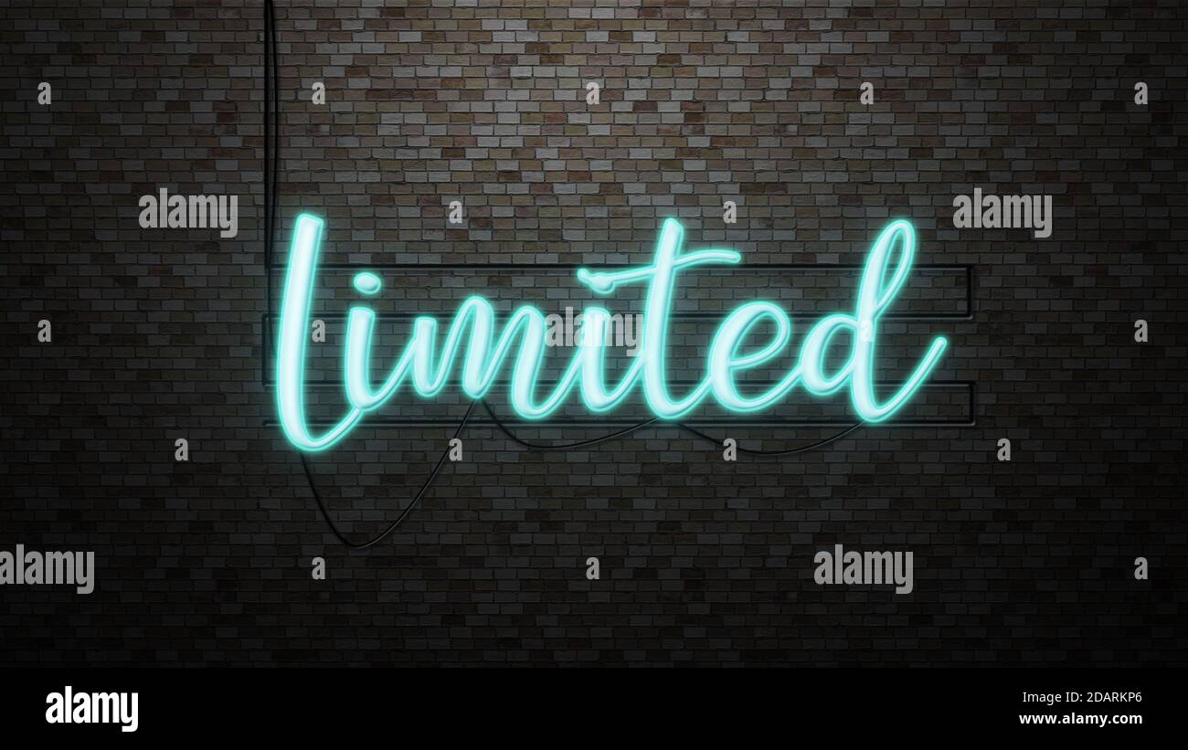 The message "limited" neon light on Brick wall bcakground Stock Photo ...