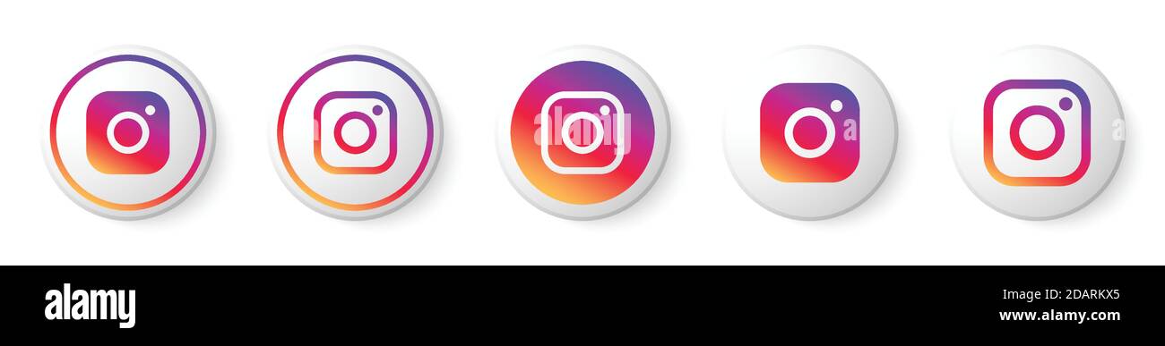 Instagram Circle Shape Buttons Collection with Multicolor Logo. Social ...