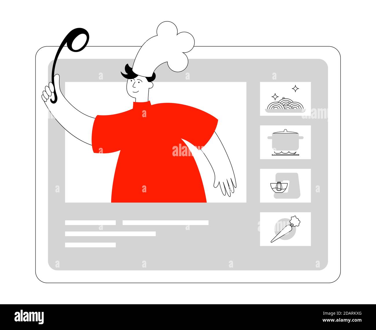 Online cooking. Chef teaching cooking skill through internet Stock ...