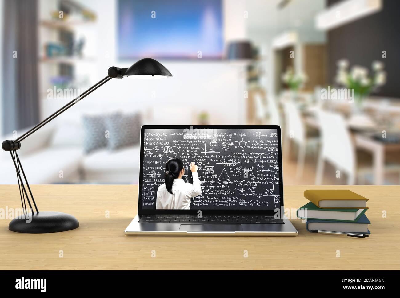 Online education with teacher teach on 3d rendering computer notebook ...