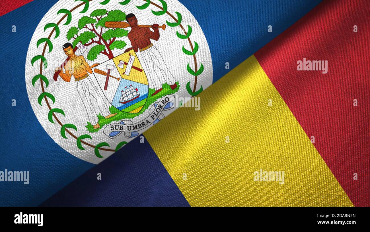 Belize and Chad two flags textile cloth, fabric texture Stock Photo - Alamy