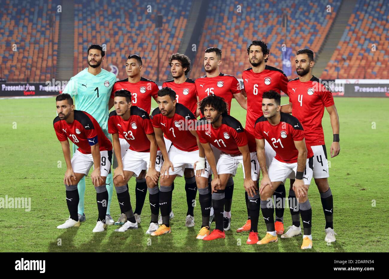 Cairo, Egypt. 14th Nov, 2020. Players of Egypt pose for photos before ...