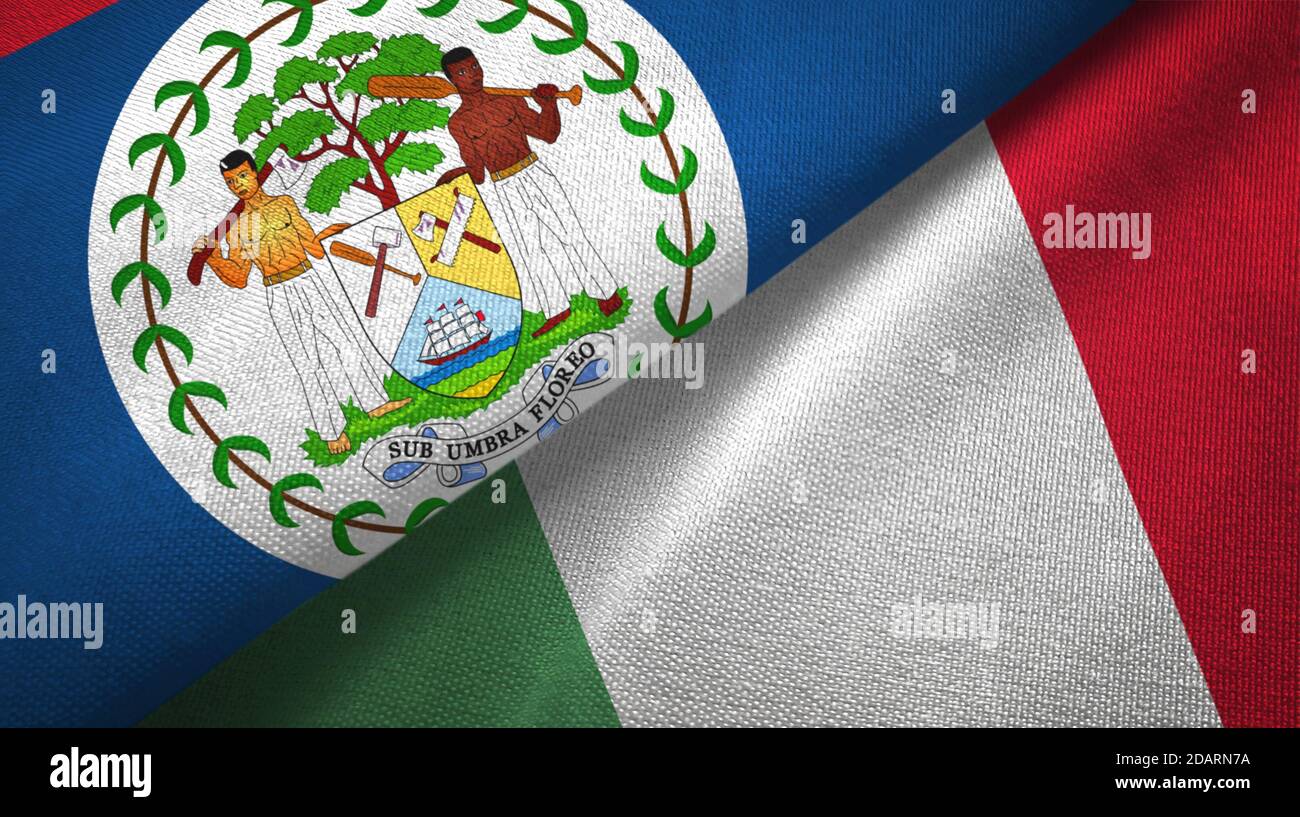 Belize and Italy two flags textile cloth, fabric texture Stock Photo ...