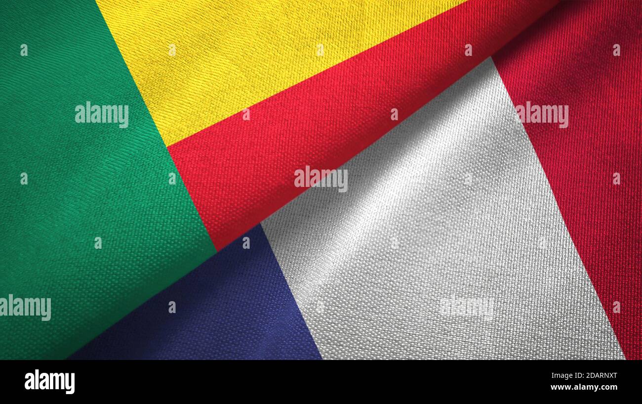 Benin and France two flags textile cloth, fabric texture Stock Photo ...