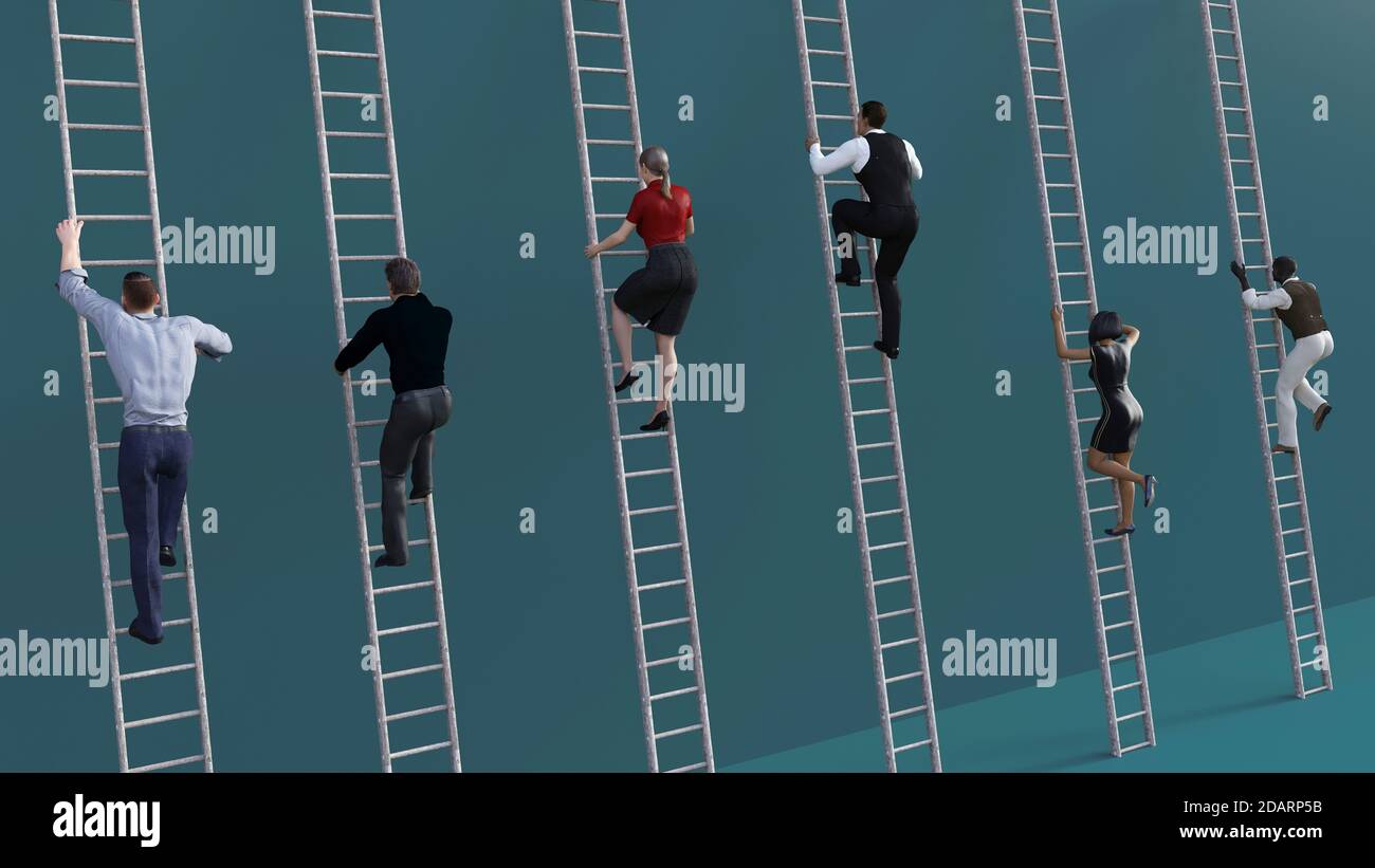 The Corporate Career Ladder with Job Competition Concept Stock Photo ...