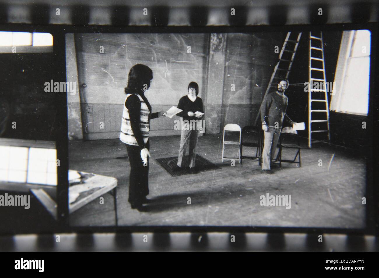 Fine 1970s vintage black and white photography of actors rehearsing a ...