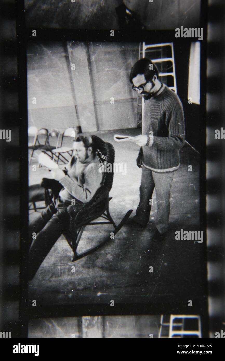 Fine 1970s vintage black and white photography of actors rehearsing a ...