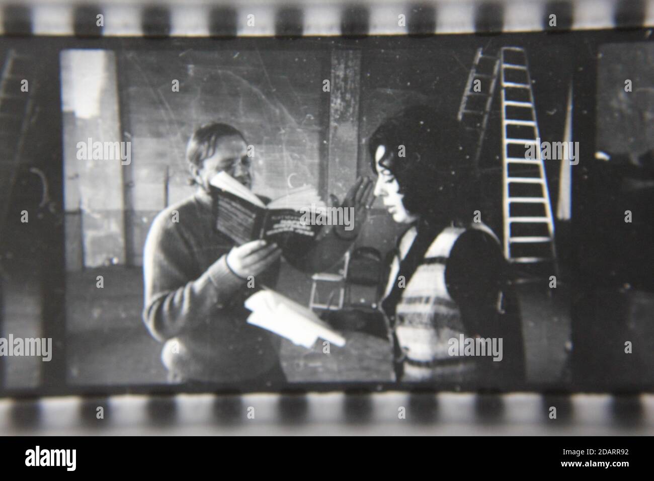 Fine 1970s vintage black and white photography of actors rehearsing a ...