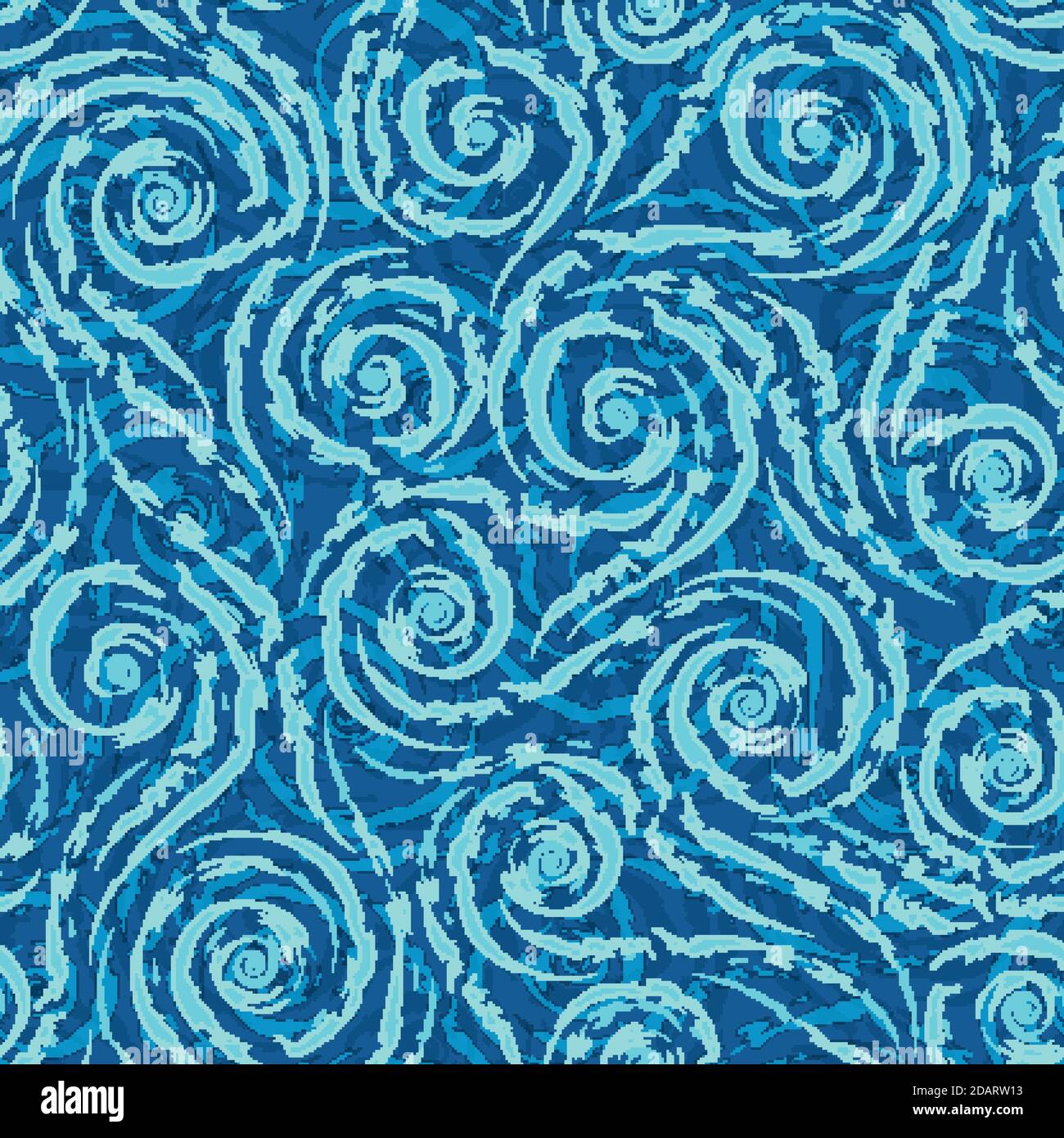 Blue smooth lines and spirals with torn edges vector seamless pattern on a blue background ...