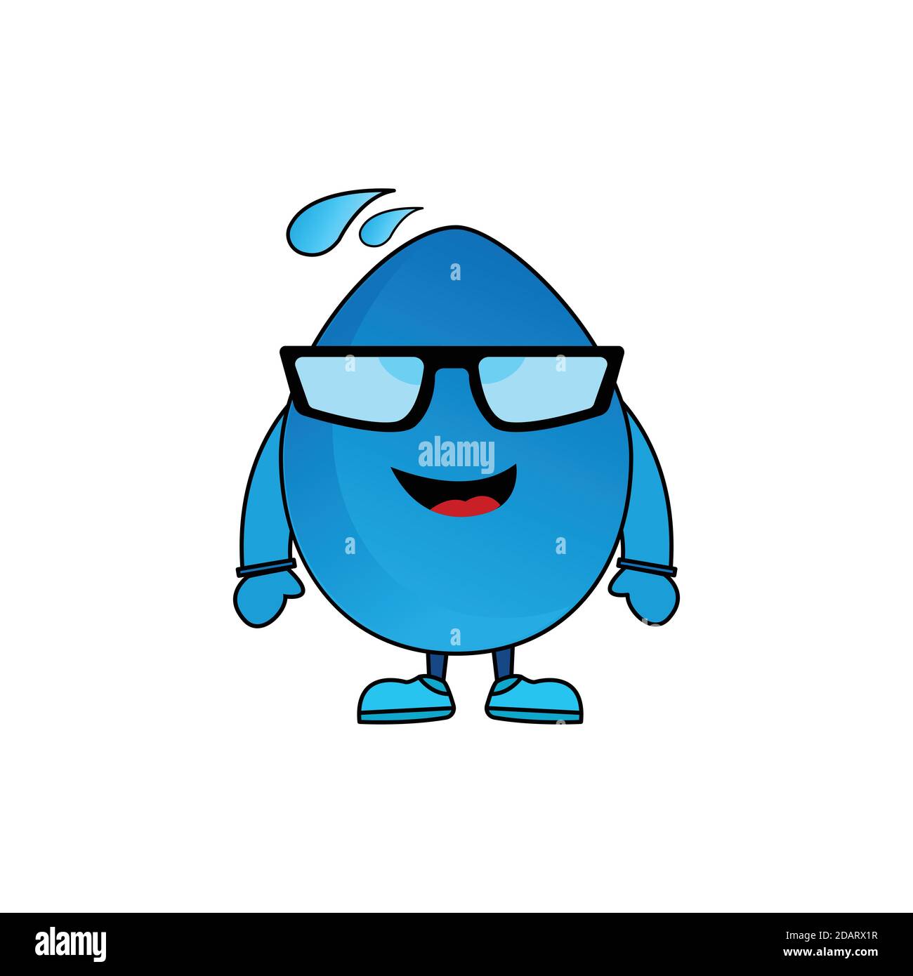 Water Drop Cartoon Character with sunglasses.Design Vector illustration ...