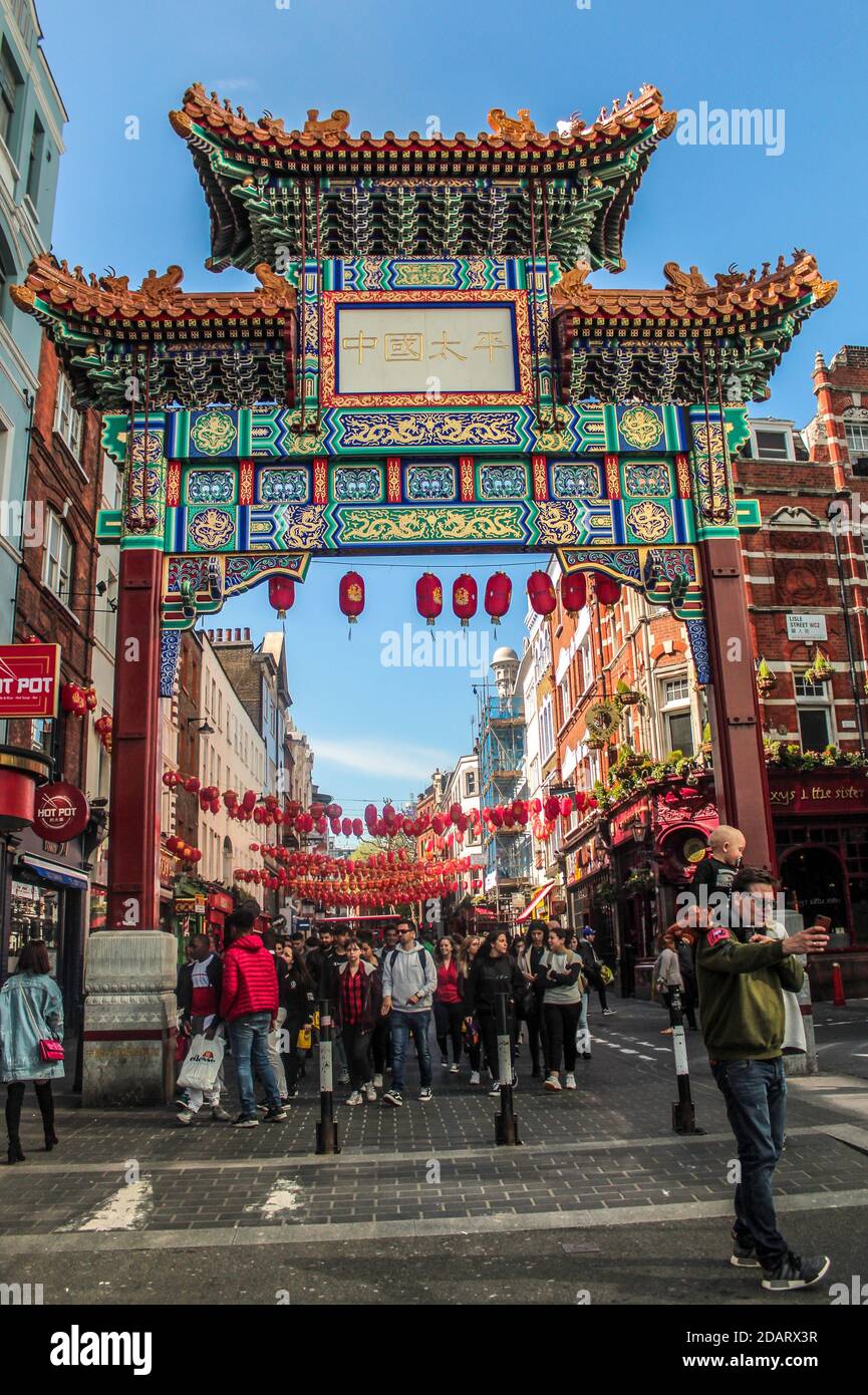 LONDON - UK - May 03, 2018: View of China Town in London. China Town ...